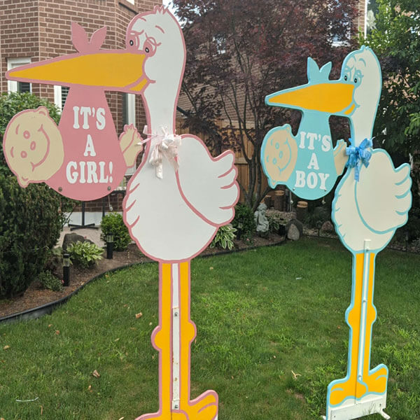 Stork and Birthday Lawn Sign Rental – Lawn Stork Rental