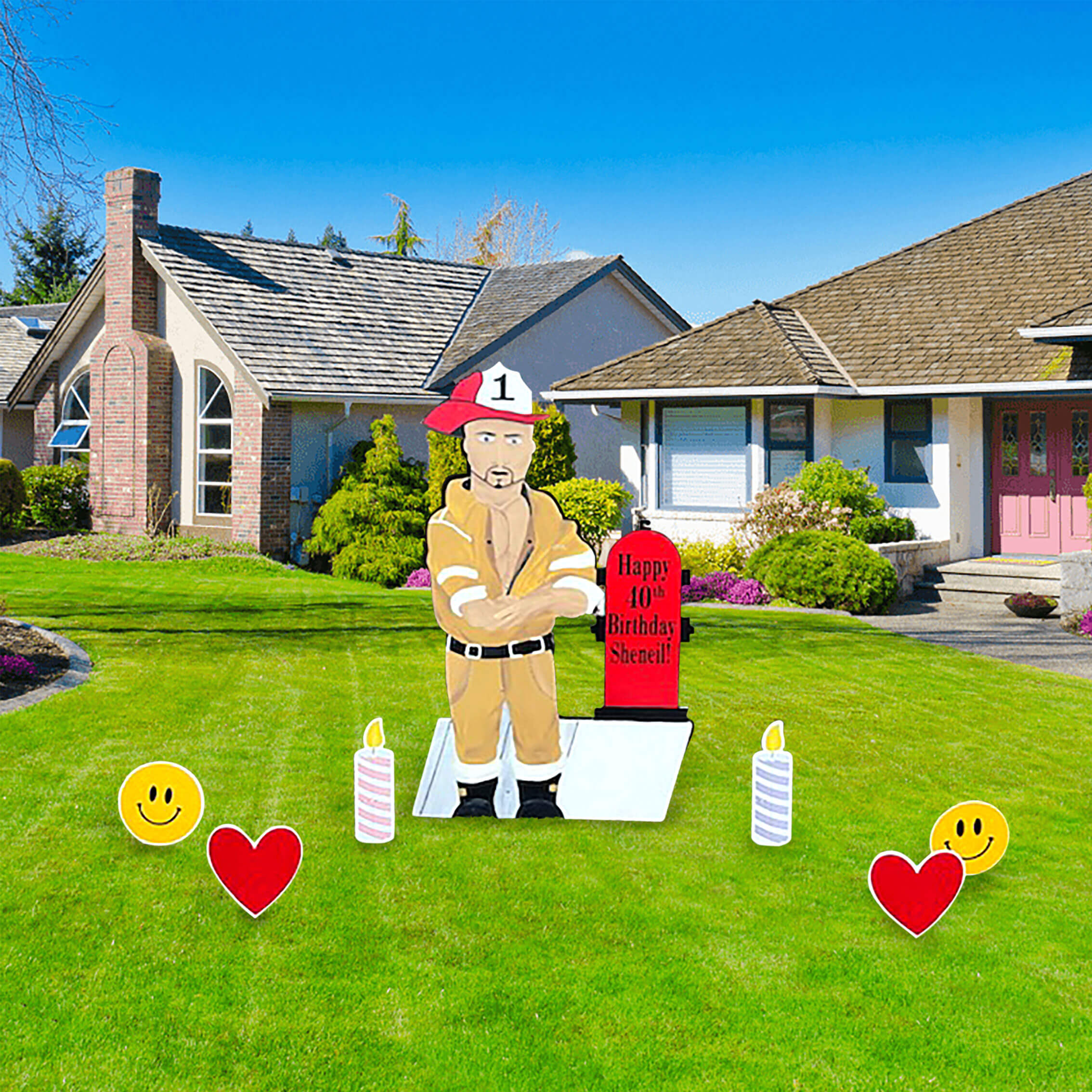 FIREMAN LAWN SIGN | Stork And Birthday Lawn Sign Rental