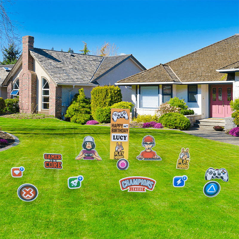 GAMER THEME LAWN SIGN | Stork And Birthday Lawn Sign Rental