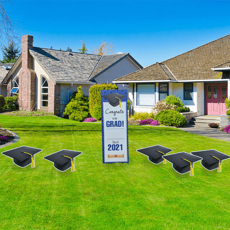GRADUATION LAWN SIGN + GRAD HATS | Stork And Birthday Lawn Sign Rental