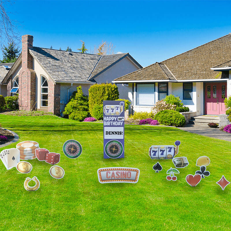 CASINO THEME LAWN SIGN RENTAL | Stork And Birthday Lawn Sign Rental