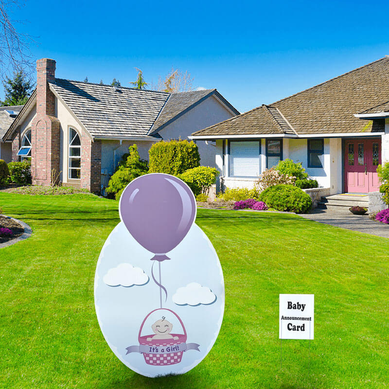 BABY GIRL BALLON LAWN SIGN | Stork And Birthday Lawn Sign Rental