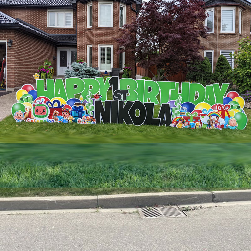 COCOMELON THEME – LAWN LETTER | Stork And Birthday Lawn Sign Rental